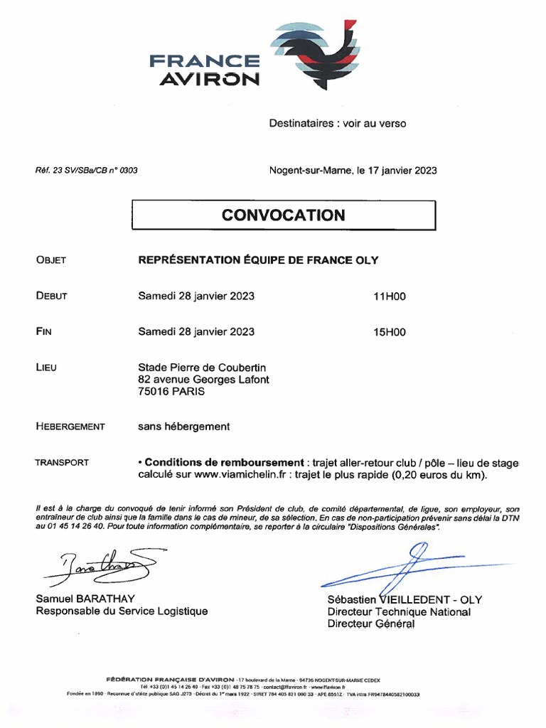 Ffaviron Convocations | PDF