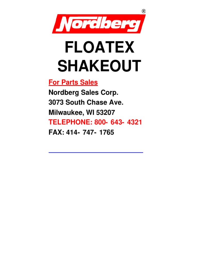 Hewitt (Nordberg), Floatex Shakeout | PDF | Bearing (Mechanical) | Belt ...