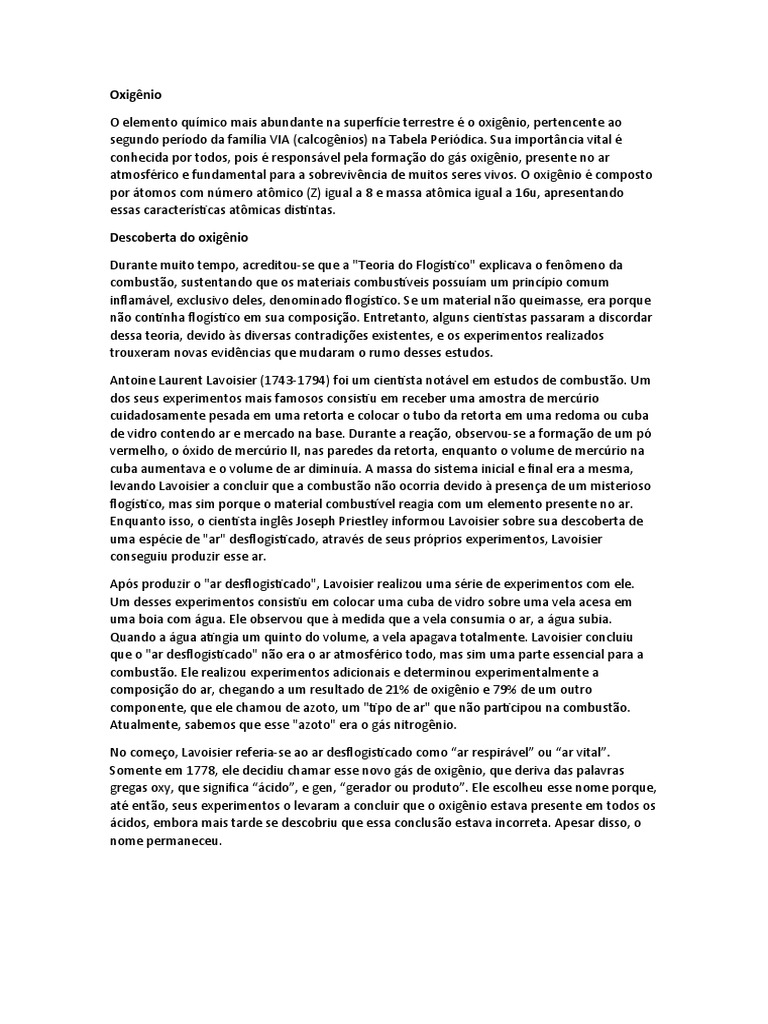 descoberta do oxigenio | PDF