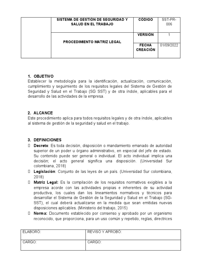 Procedimiento Matriz Legal | PDF