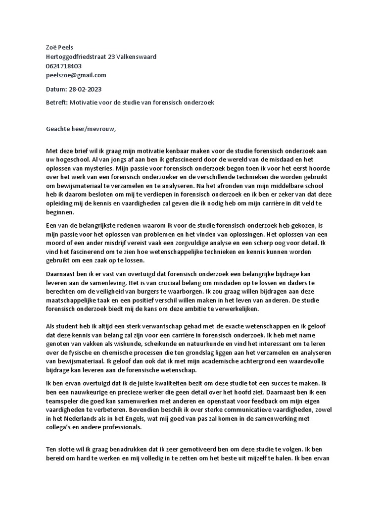 Motivatiebrief | PDF