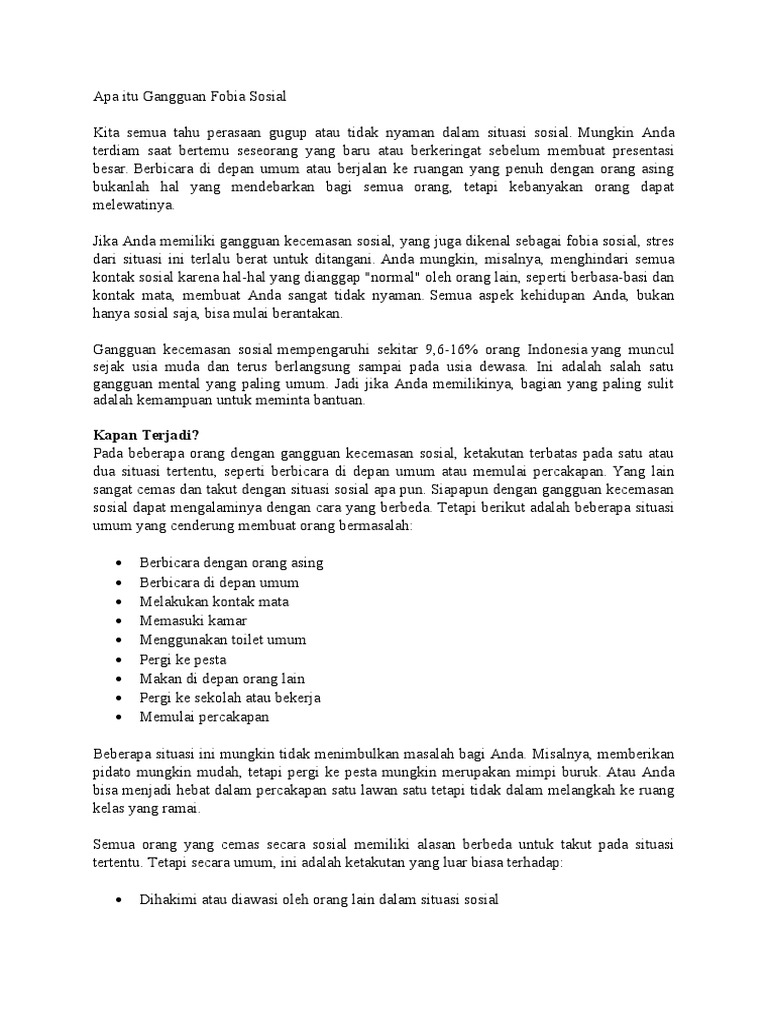 Mengupas Tuntas Gangguan Kecemasan Sosial: Gejala, Penyebab, Dampak ...