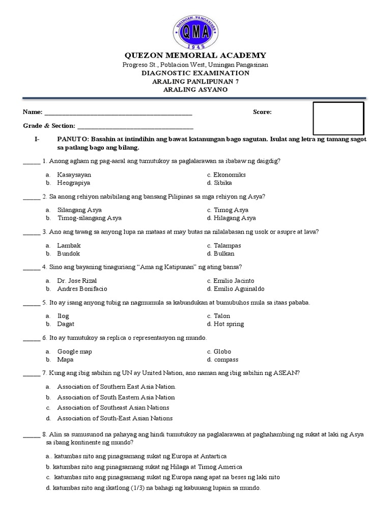 Ap7 Diagnostic Exam | PDF