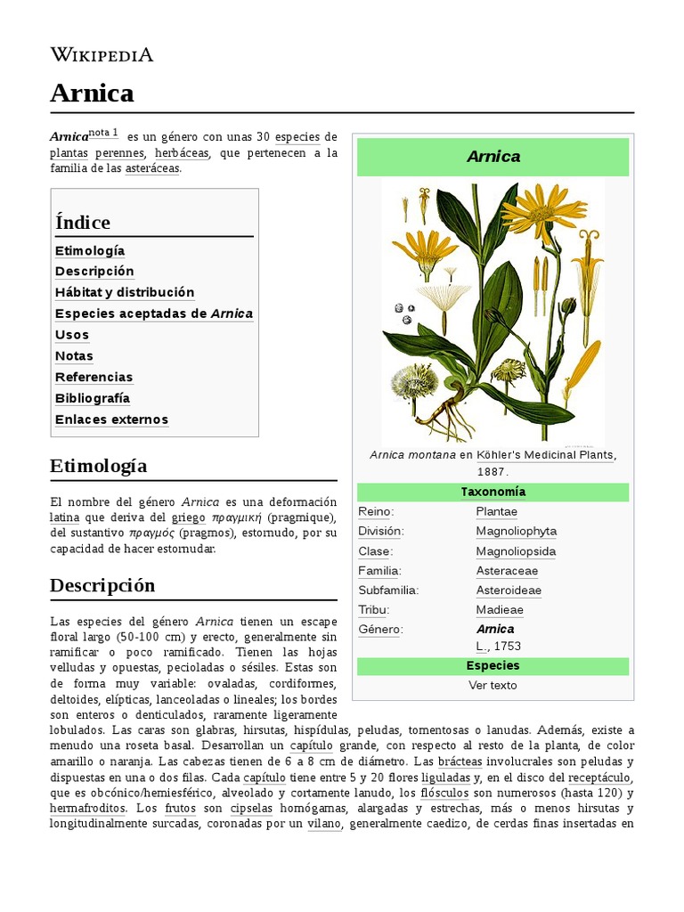 Arnica | PDF | Taxa | Hierbas Medicinales Y Hongos