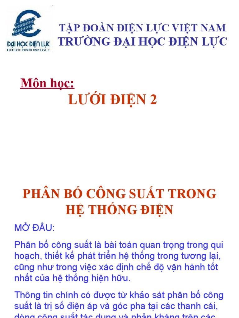 3 - Tinh Toan Che Do Xac Lap Cua Luoi Dien, Cac Phuong Phap Lap | PDF