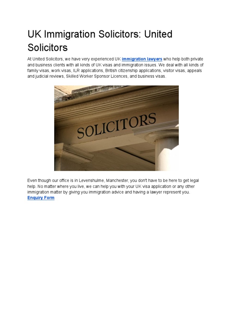 UK Immigration Solicitors - United Solicitors PDF | PDF