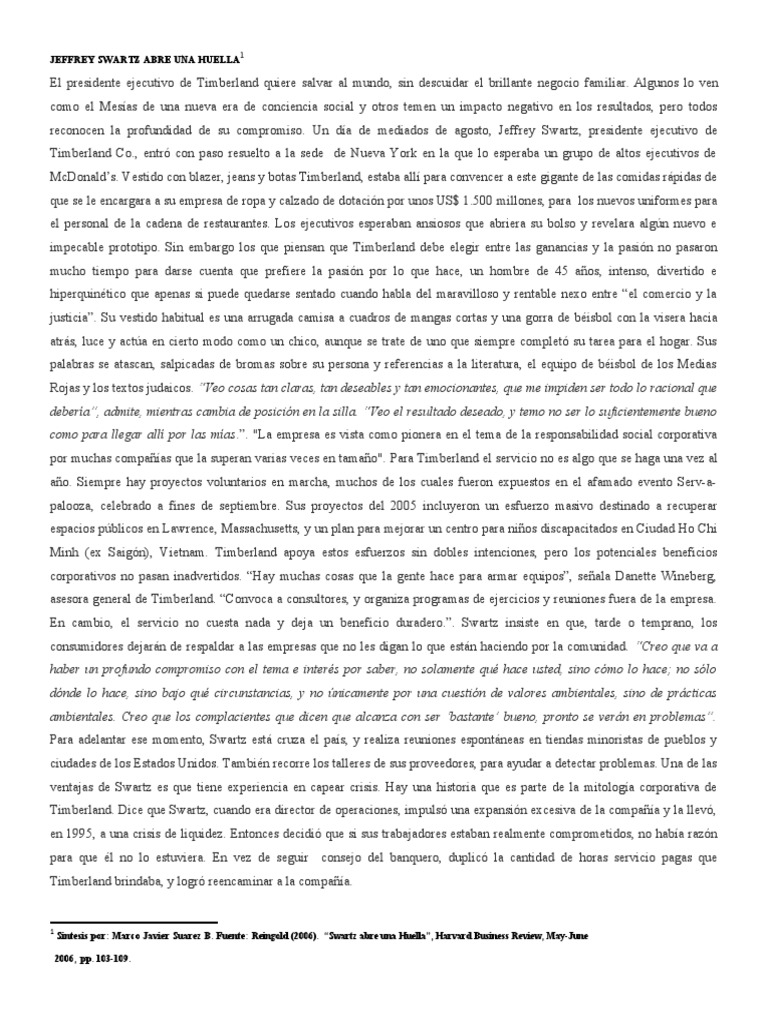 Jeffrey Swartz: Liderazgo y Responsabilidad Social | PDF