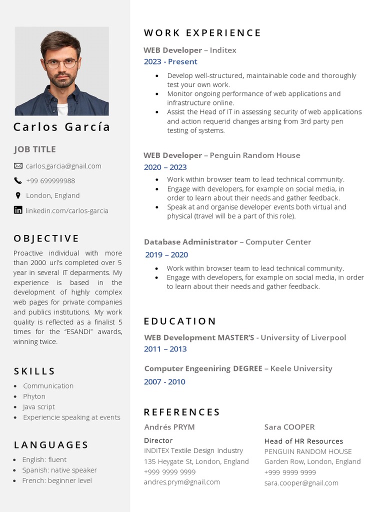 Carlos García: Work Experience | PDF | World Wide Web | Internet & Web