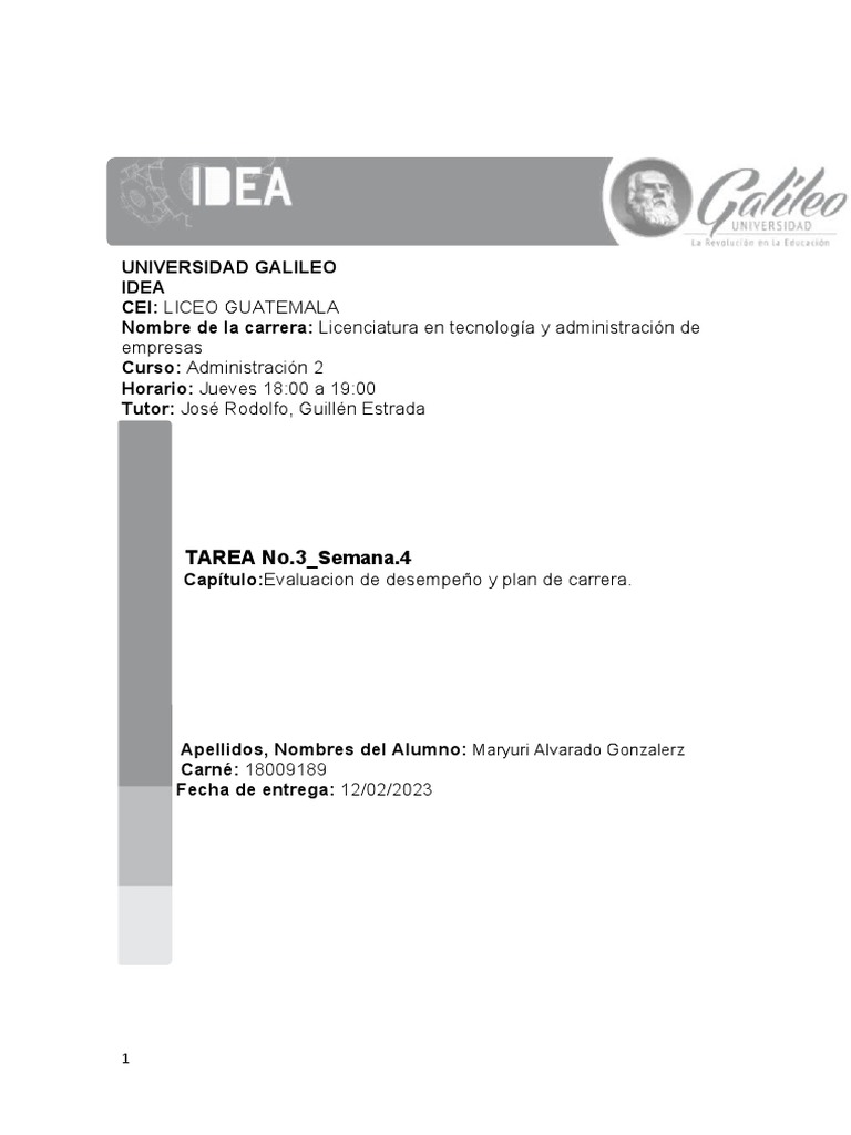 Tarea Admin Cap 12 | PDF | Evaluación | Planificación