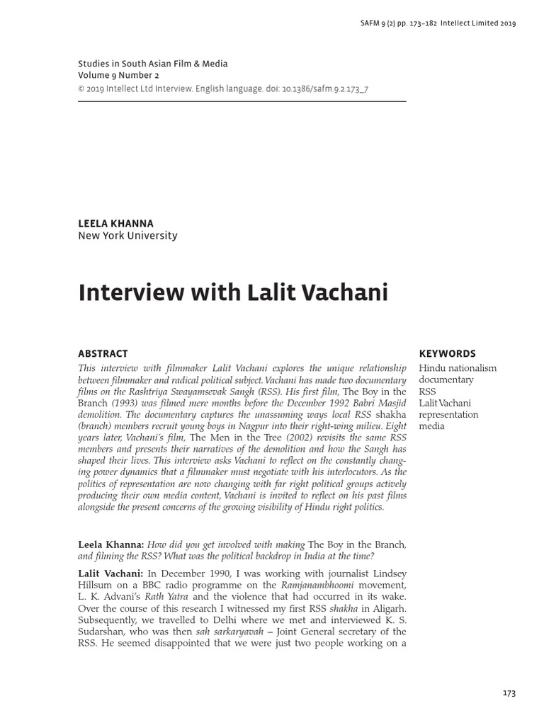 Interview With Lalit Vachani | PDF