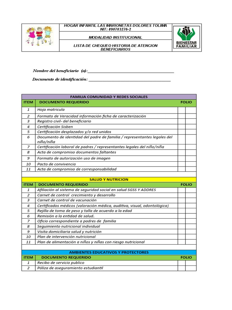 Lista de Chequeo Carpetas | PDF