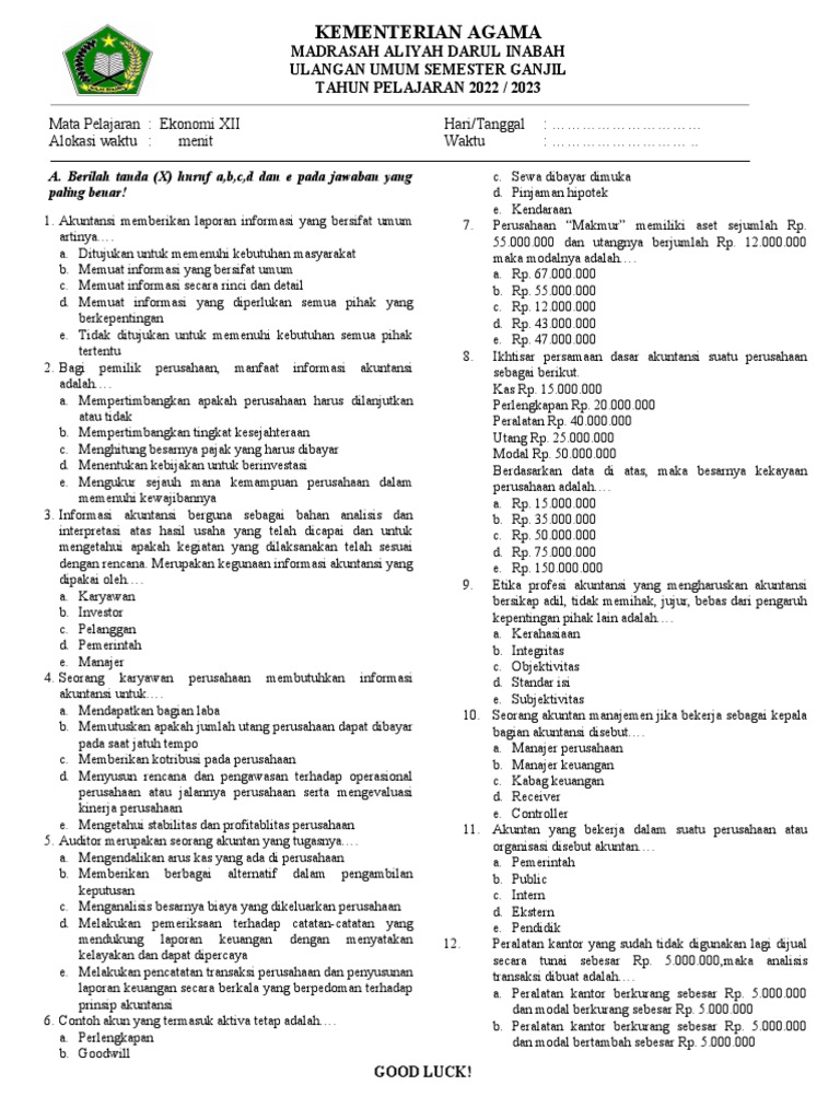 Pas Eko 12 Ganjil 22 | PDF