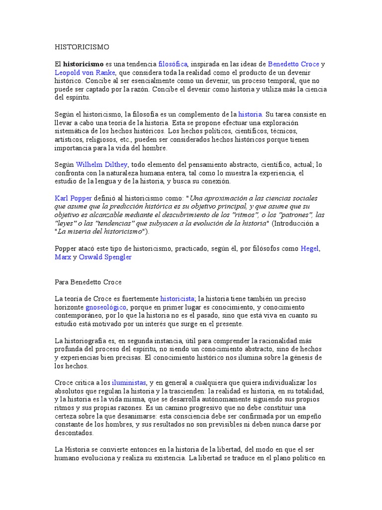 Teoría del Historicismo y sus Fundamentos | PDF | Teorías filosóficas ...
