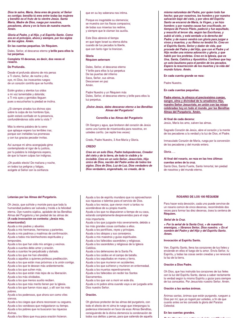 El Rosario A Las Animas Del Purgatorio | PDF | Purgatorio | María ...