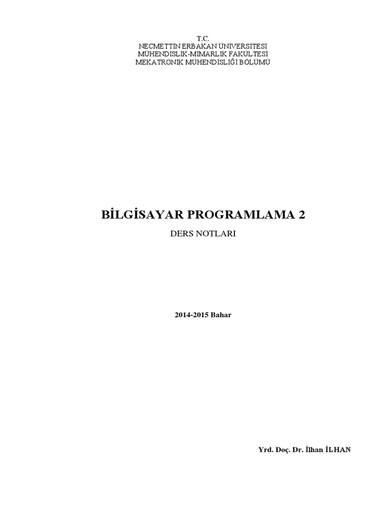 Bilgisayar Programlama 2 C Pdf 