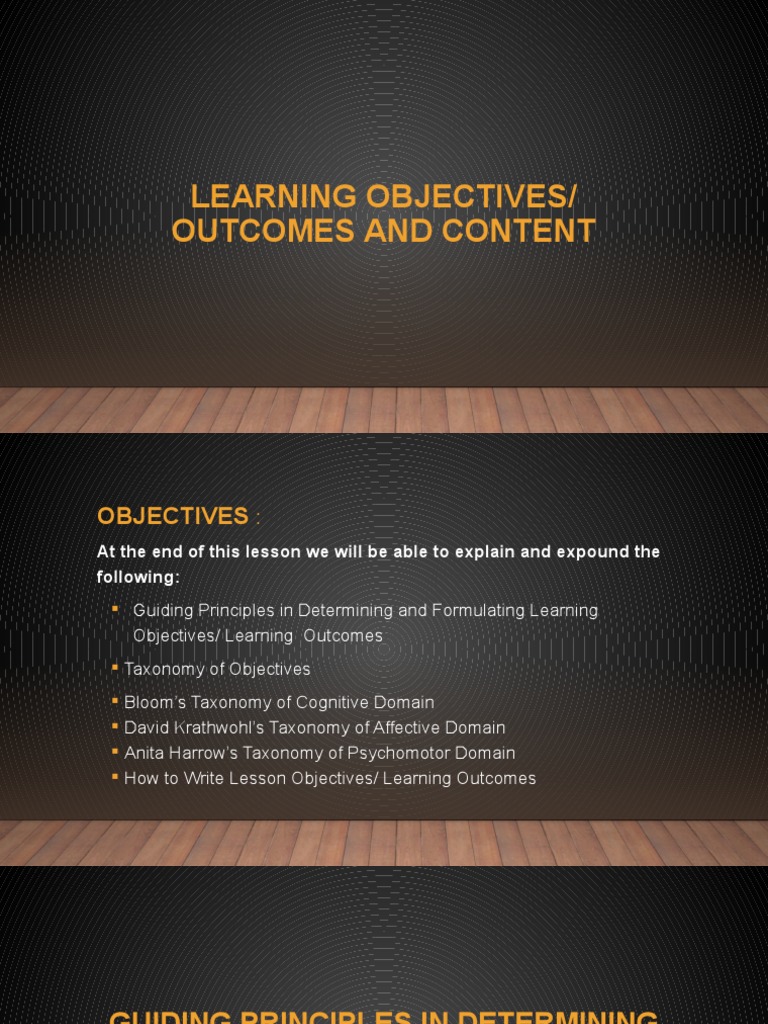 Learning Objectives & Taxonomies Guide | PDF