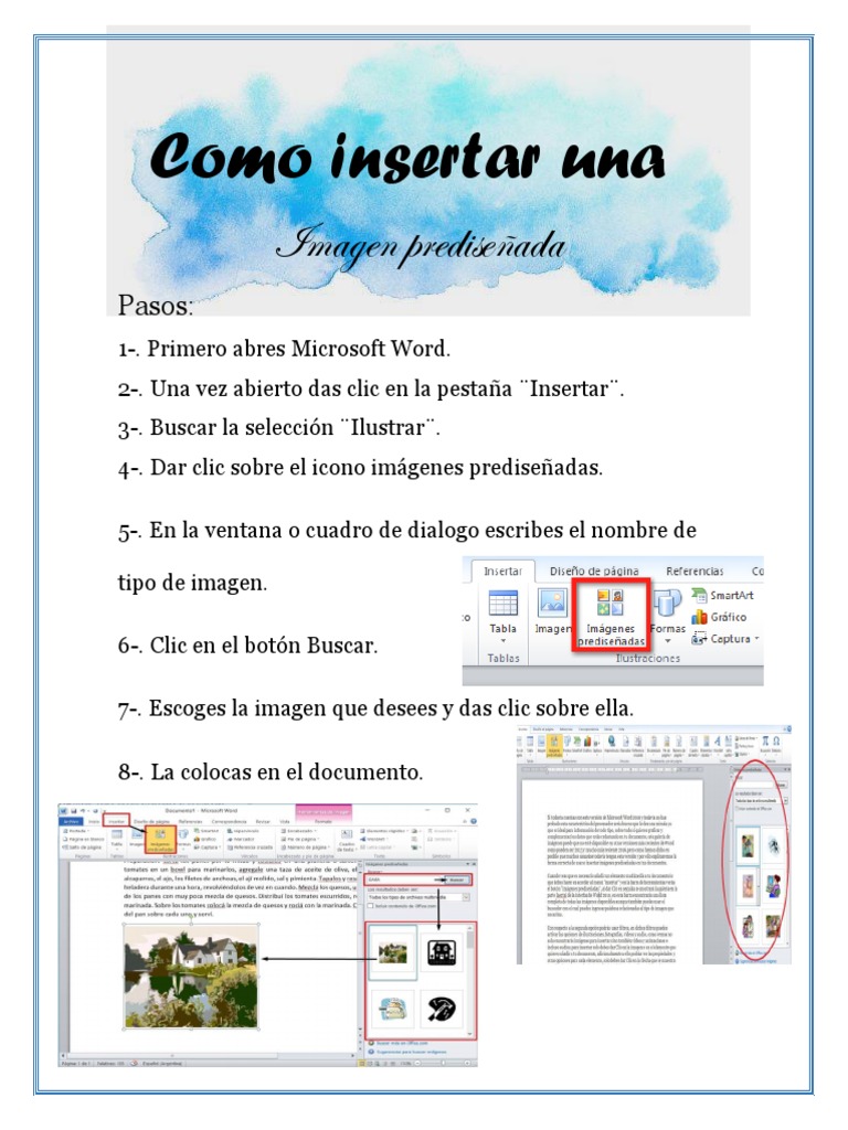 Como Insertar Una Imagen Prediseñada. | PDF