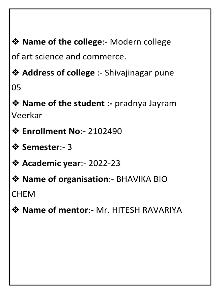 Pradny Veerkar Internship Report PDF | PDF | Internship | Job Hunting