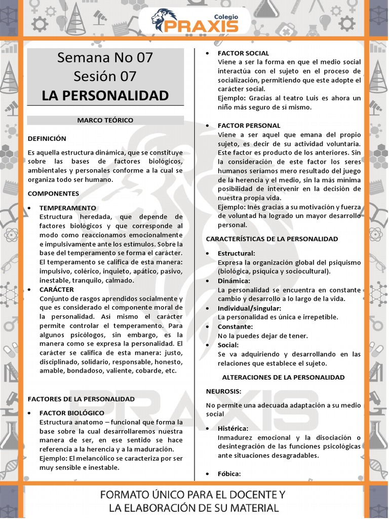 Sem 07 - DPCC - 4to Sec-1 | PDF | Psicosis | Temperamento