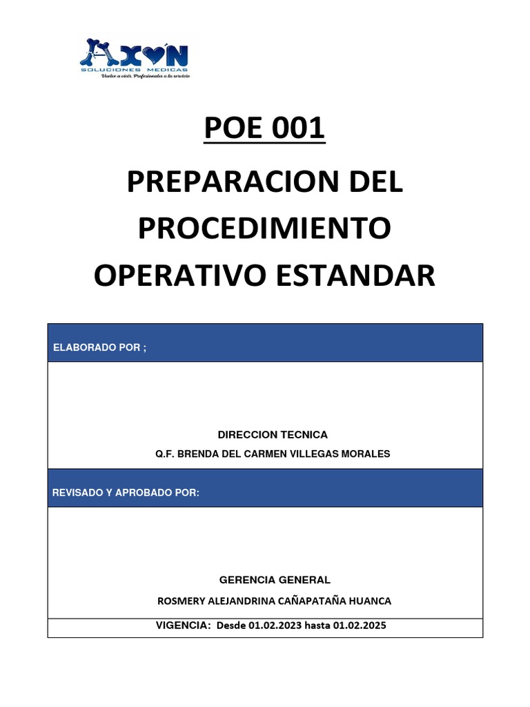 Poe 001 Preparacion Del Procedimiento Operativo Estandar PDF | PDF