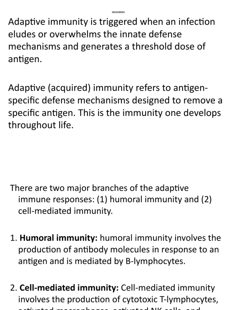 ADAPTIVE IMMUNITY (Rev - DR. Amoani) | PDF | Immune System | Adaptive ...