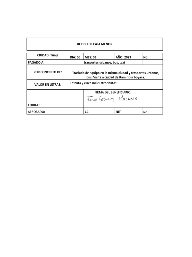 Recibo de Caja Menor | PDF