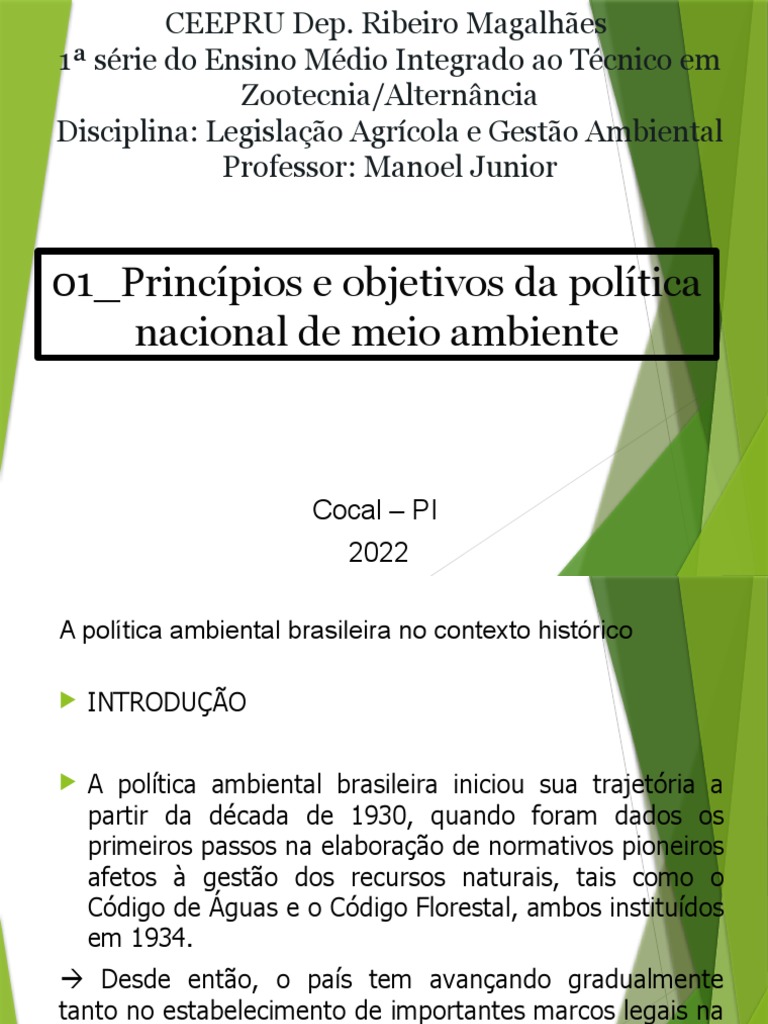 Aula01 Princípios E Objetivos Da Política Nacional De Meio Ambiente