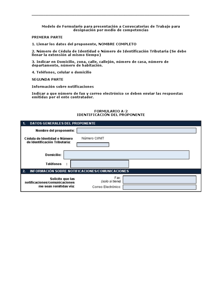Formulario A-2 | PDF