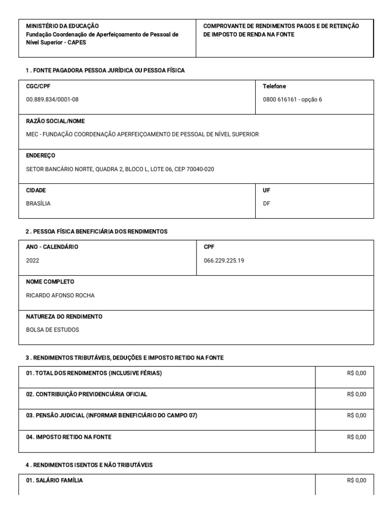 Declaração de Rendimentos PDF | PDF | Imposto de Renda | Impostos