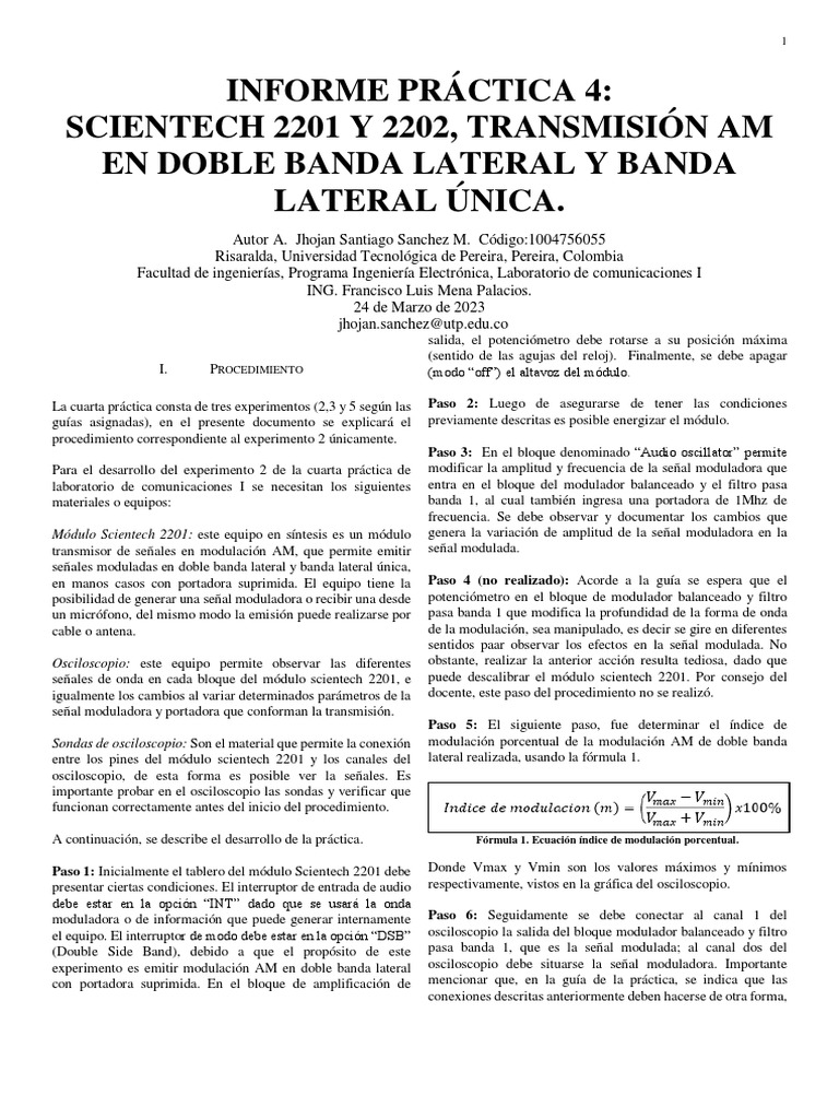 Comunicaciones 1 Informe 4 (2) | PDF | Modulación | Electrónica