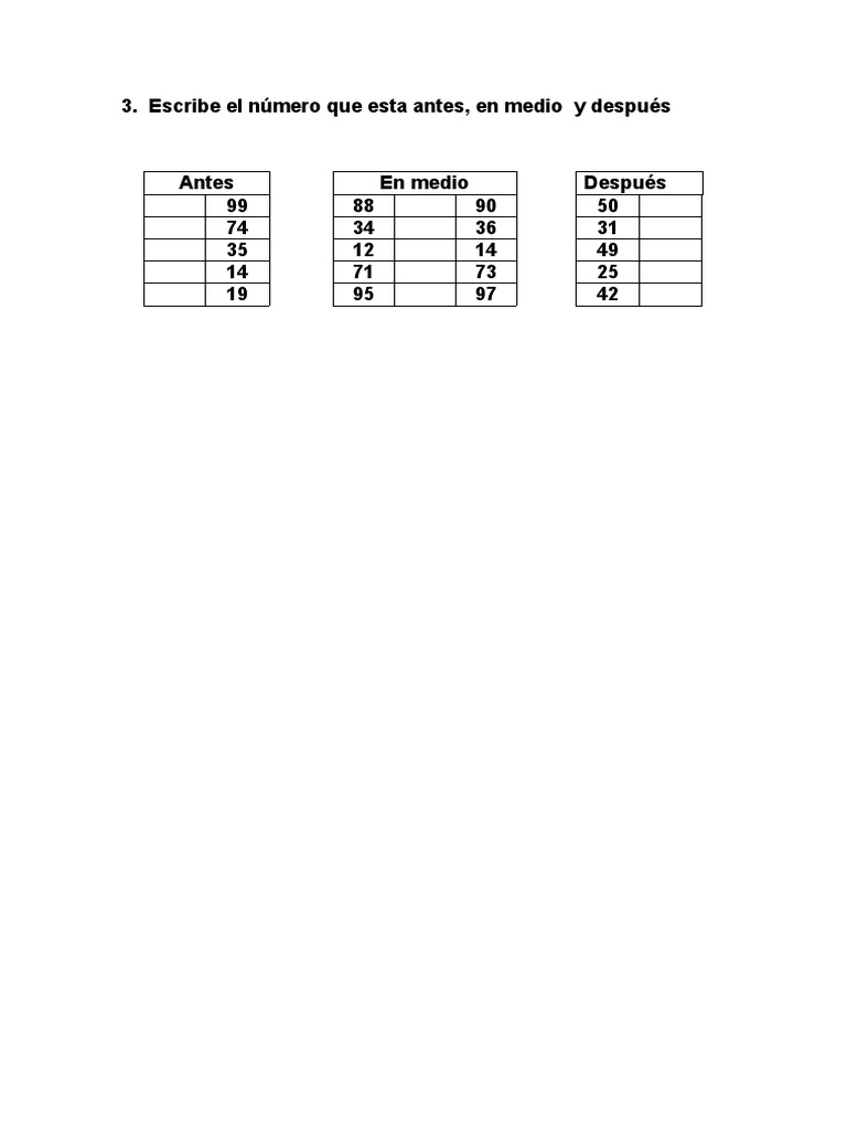 Números antes, en medio y después | PDF