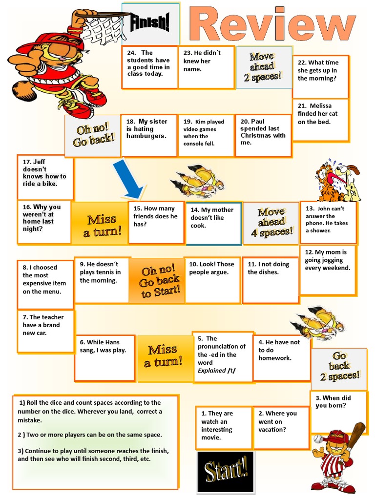 Verb Tenses Board Game | PDF