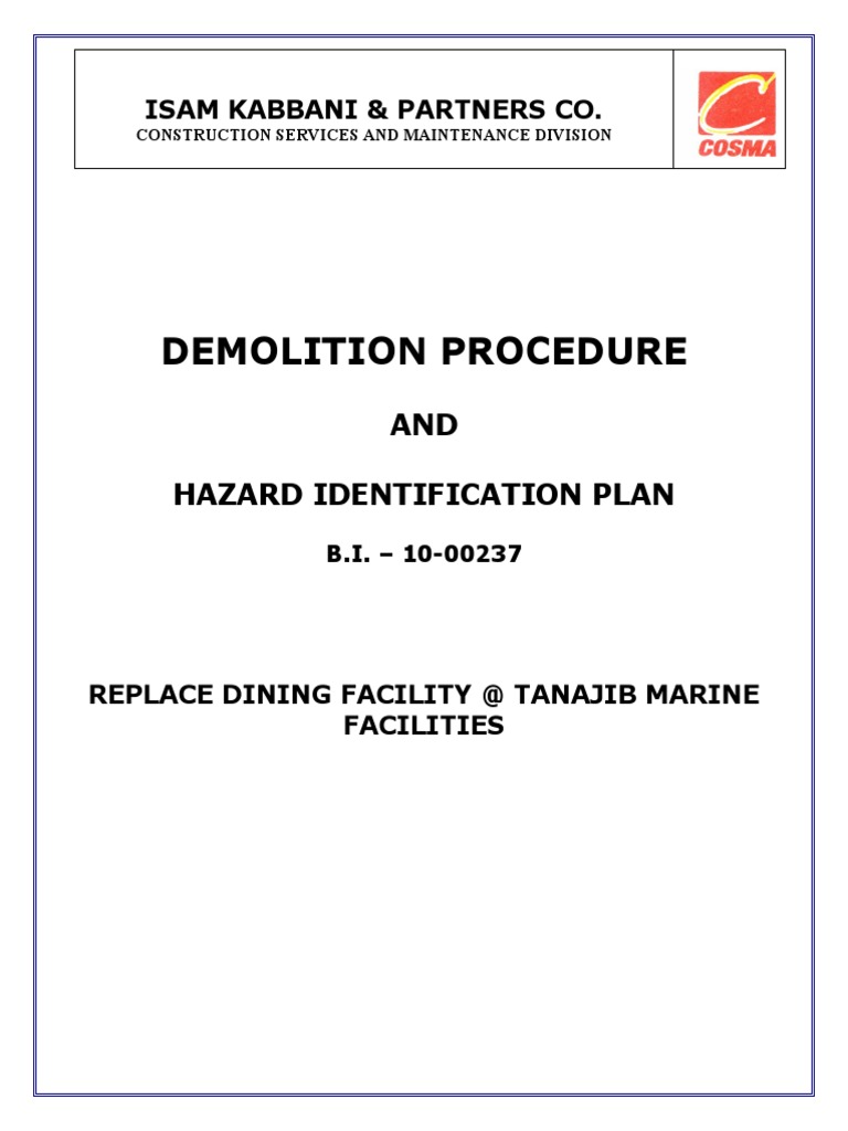 Demolition Plan | PDF | Demolition | Safety