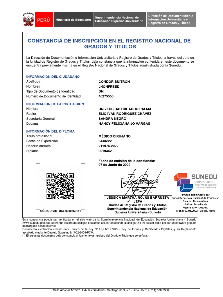 Constancia de inscripción | PDF