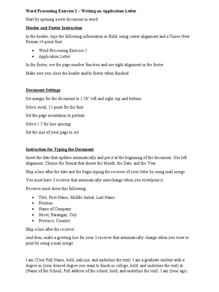 Word Processing Exercise 2 | PDF | Résumé | Computing