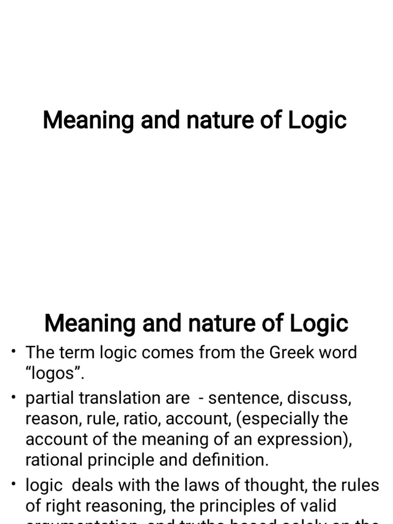Meaning and Scope of Logic | PDF | Argument | Logic