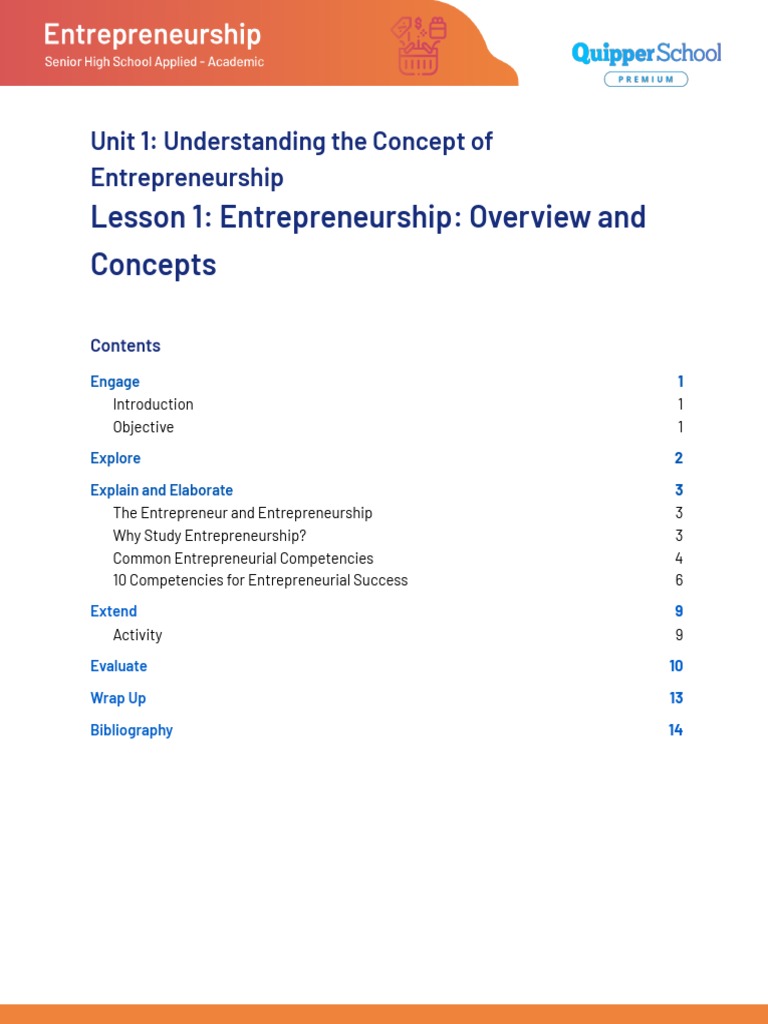 ENT SG Unit1 Lesson1 Final PDF | PDF | Entrepreneurship | Goal