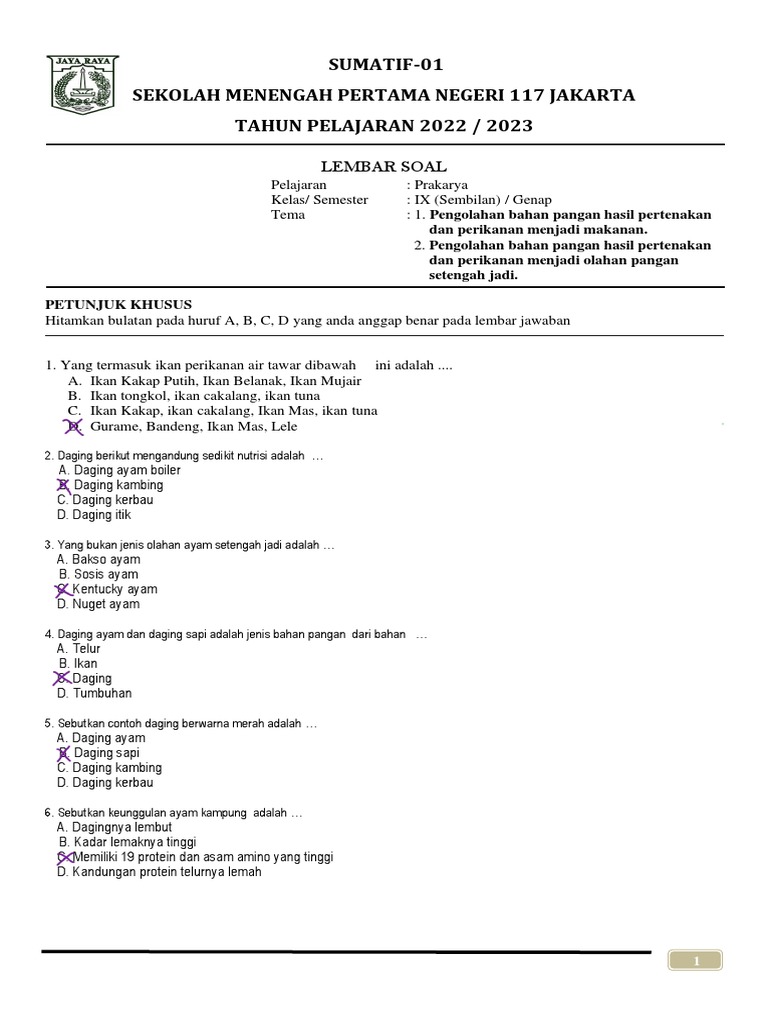 Soal Sumatif Genap KLS Ix Pengolahan PDF | PDF