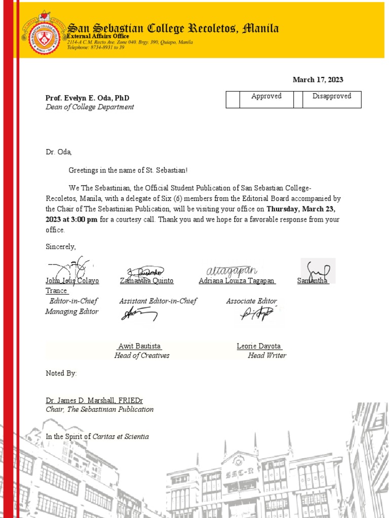 Letter For Courtesy Call Final | PDF | Self-Improvement