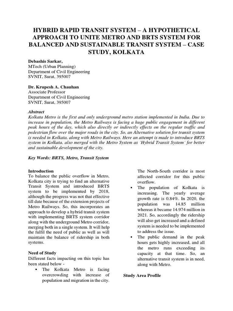 Kolkata's Hybrid Transit Vision | PDF | Rapid Transit | Public Transport
