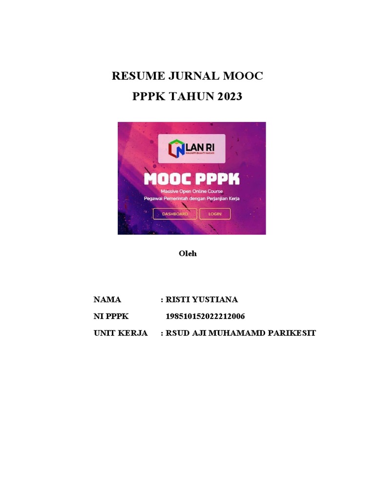 Resume Jurnal Mooc PPPK Tahun 2023 | PDF