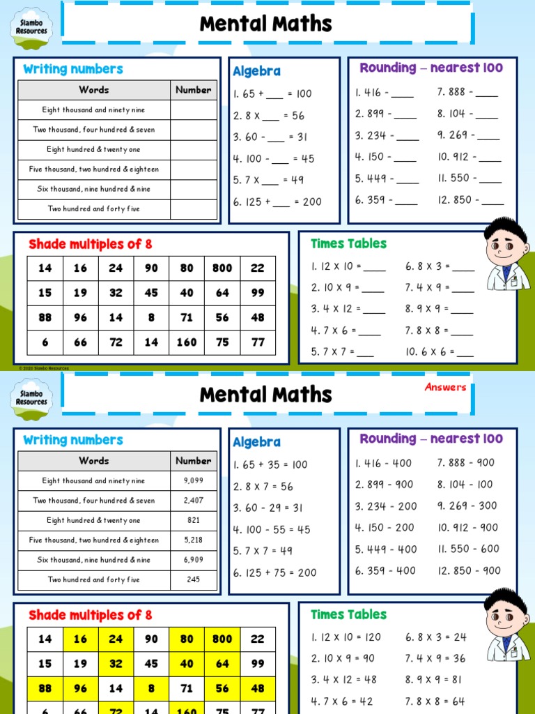 Grade 4 Mental Maths Worksheet 2 PDF | PDF