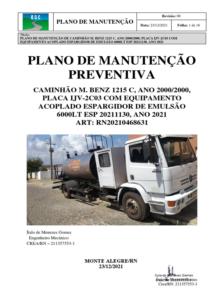 Manutenção Caminhão M. Benz 1215 C | PDF | Válvula | Freio