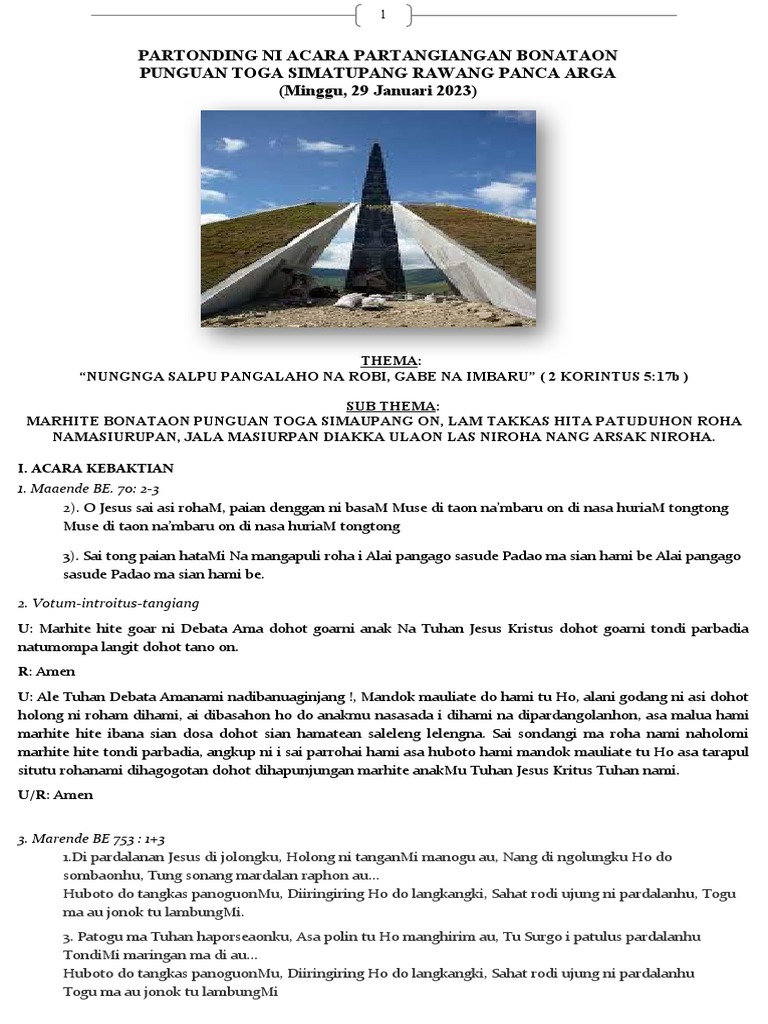 Acara Partangiangan Bonataon 2023 | PDF