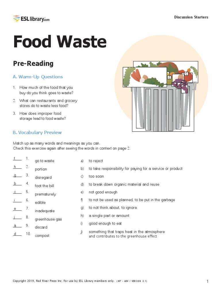 Food Waste Worksheet | PDF | Shelf Life | Waste