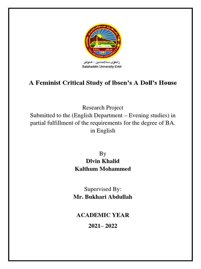 Feminist Analysis of Ibsen's Play | PDF | A Doll's House | Feminism