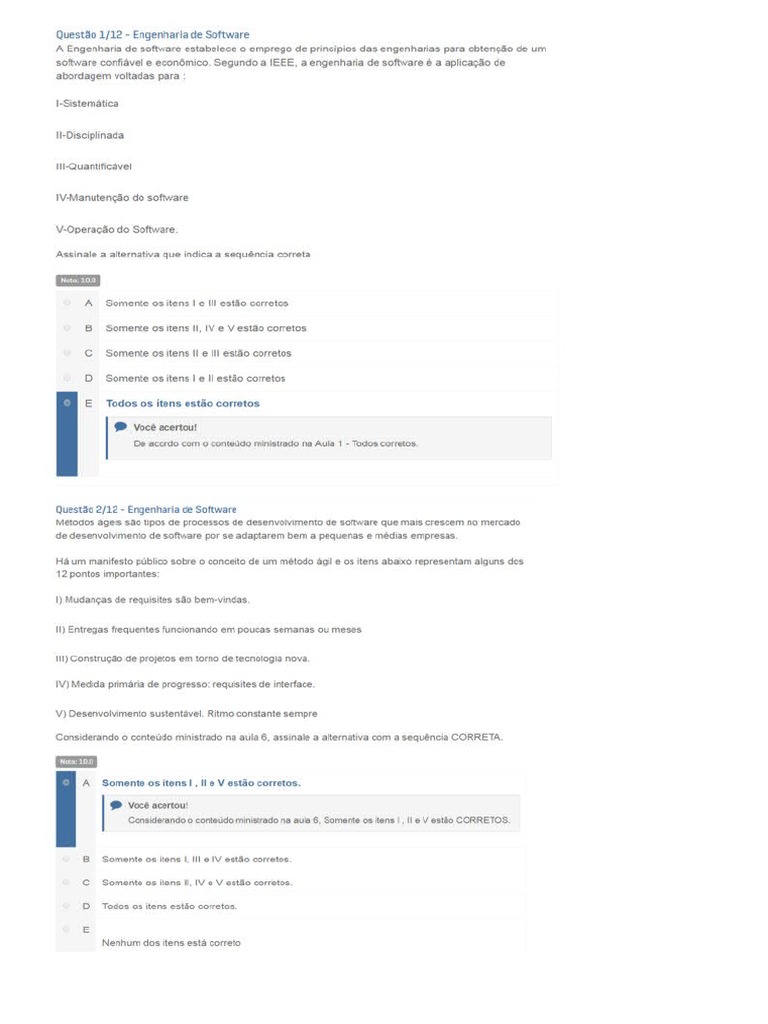 Prova Engenharia de Software | PDF