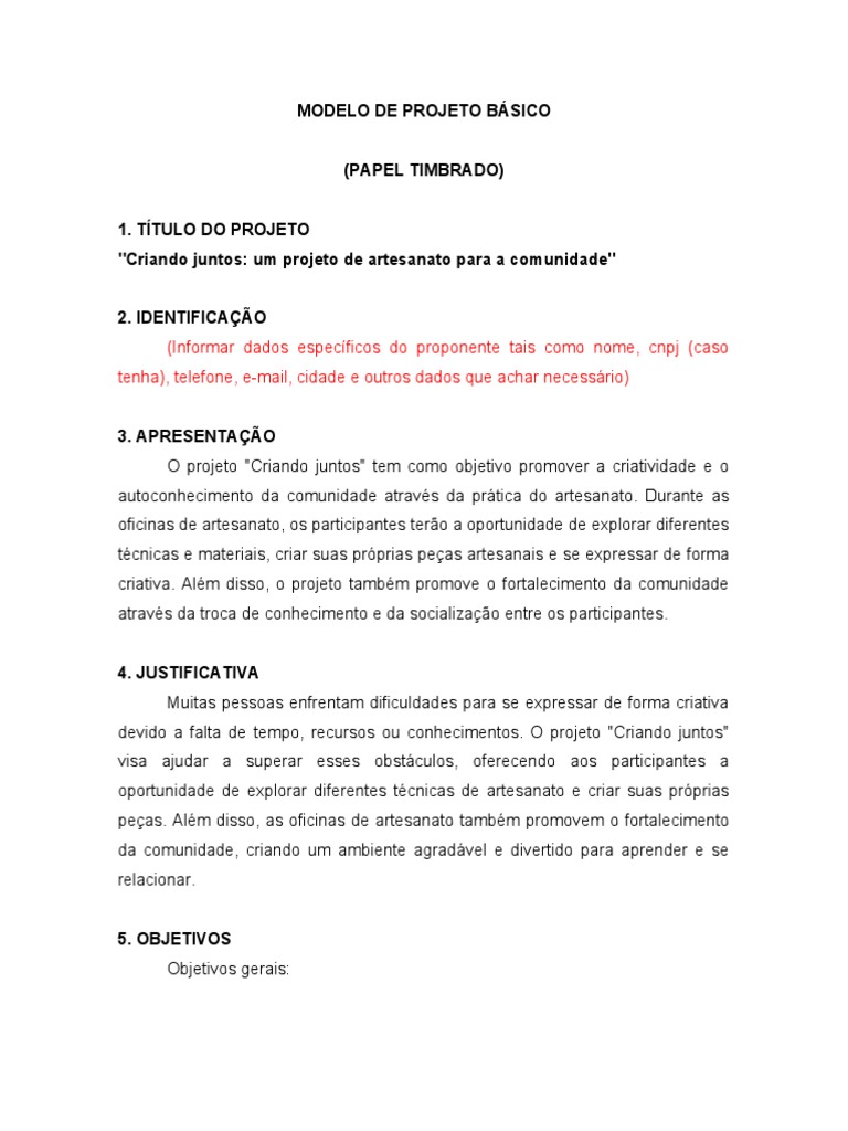 29 MODELO DE PROJETO DE ARTESANATO | PDF