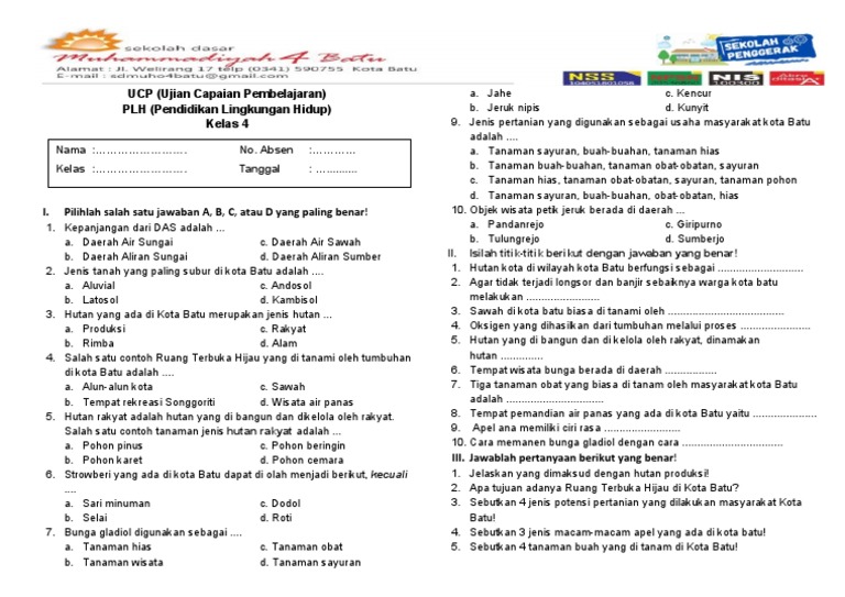 UCP PLH KELAS 4 | PDF