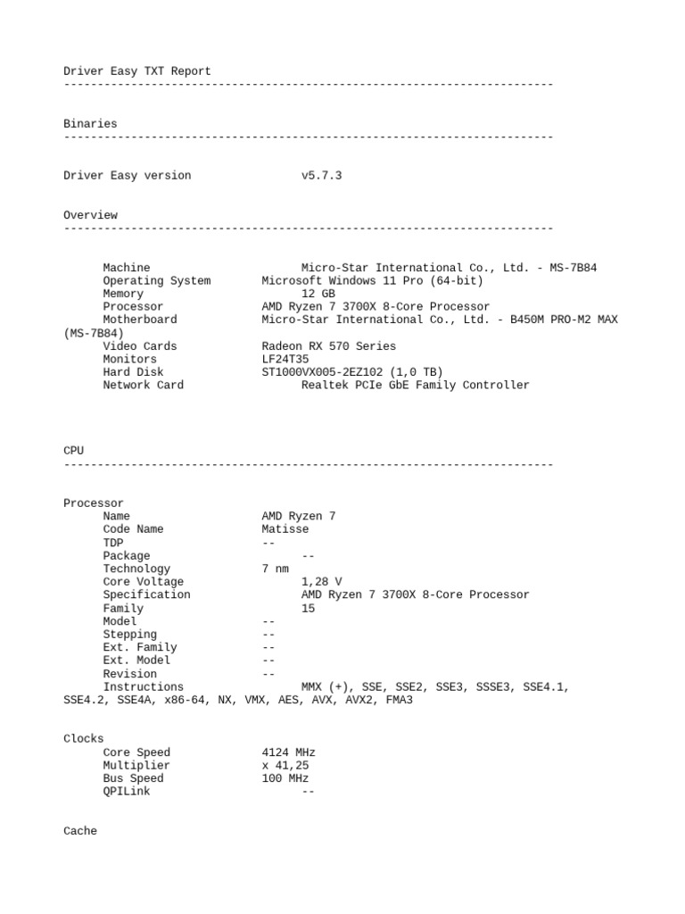 DriverEasy PCInfo | PDF | Central Processing Unit | X86 Architecture
